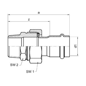 Tubepress Barrel Union, Male, Flat Sealing, Stainless Steel Nut - Ibex